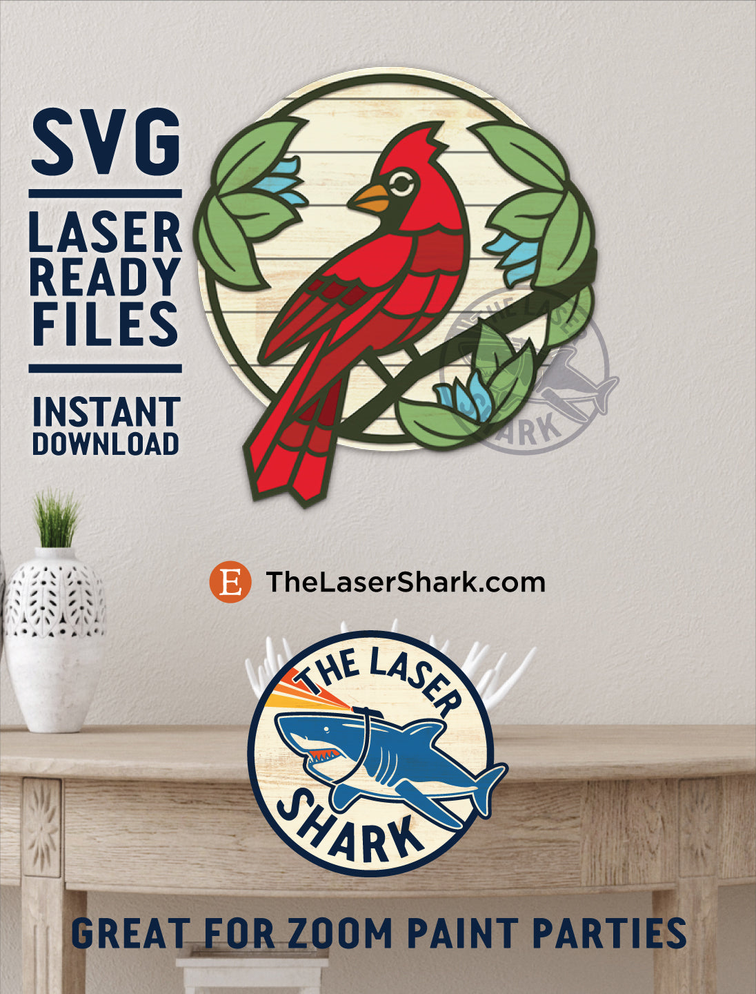 Art Nouveau Cardinal - Laser Cut Files - SVG – The Laser Shark