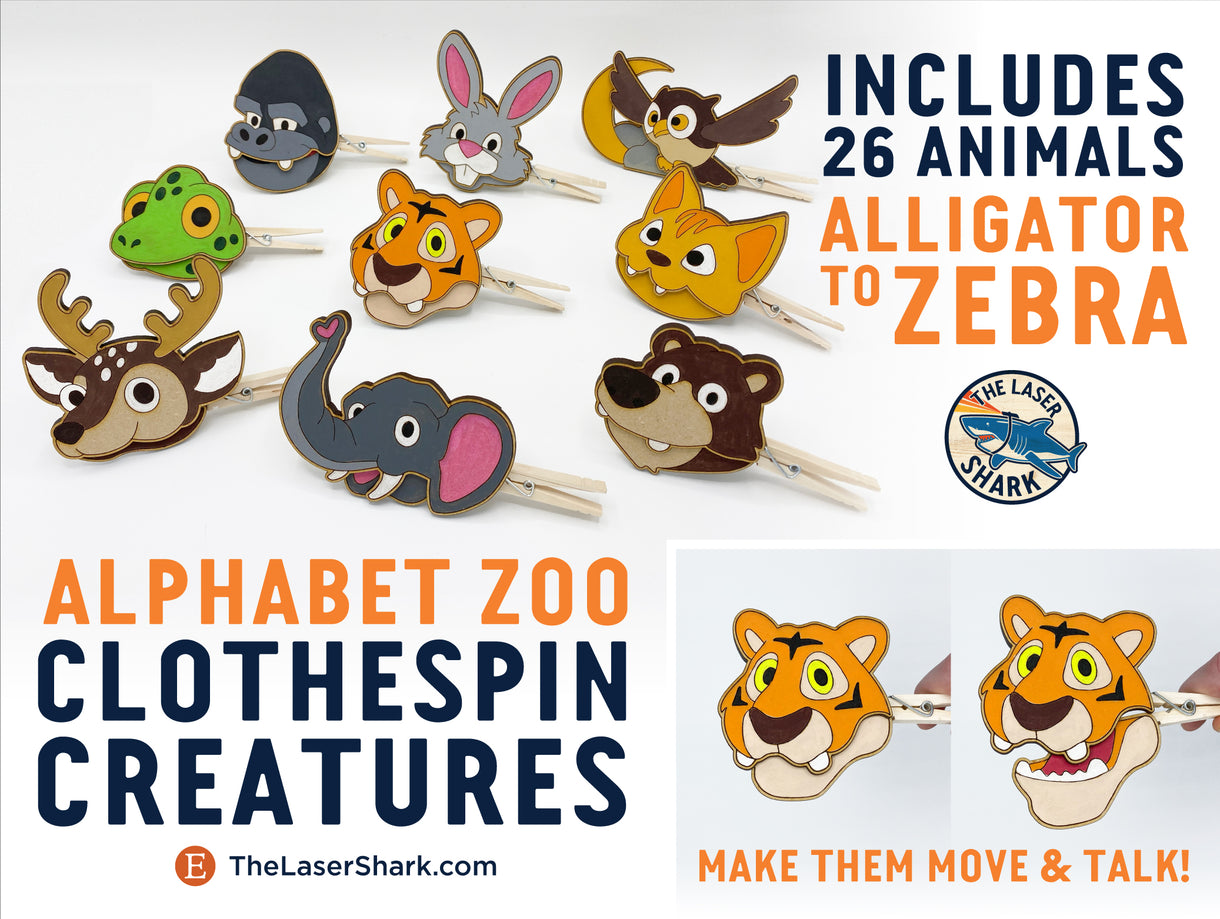 Clothespin Creatures Alphabet - Laser Cut Files - SVG – The Laser Shark