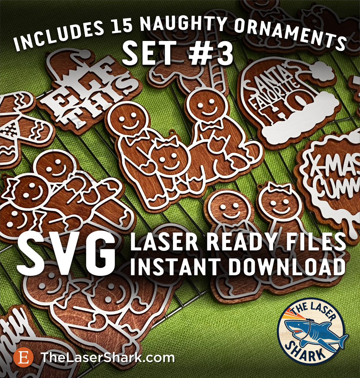 Naughty Gingerbread Ornaments SET #3 - Laser Cut Files - SVG – The ...